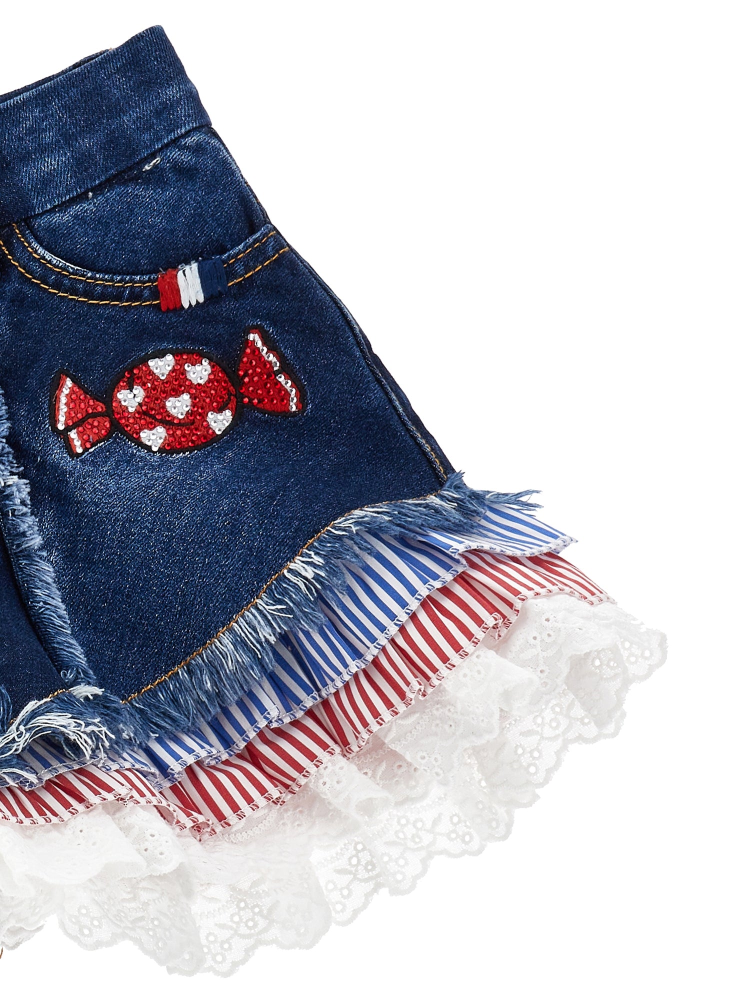 Girls Denim Frill Denim Shorts