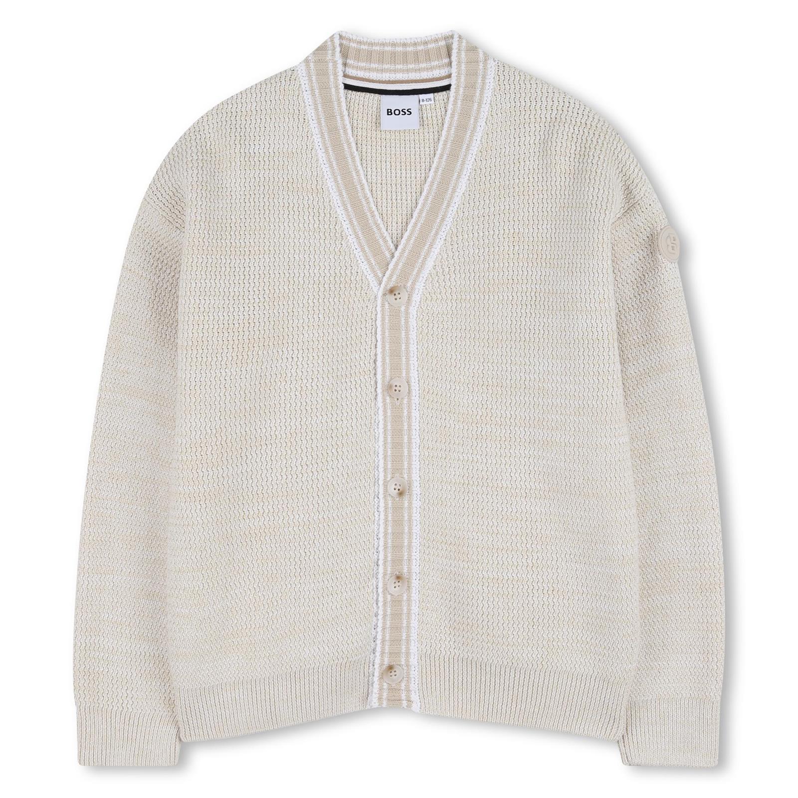 Home Boss Boys Beige Knitted Cardigan
